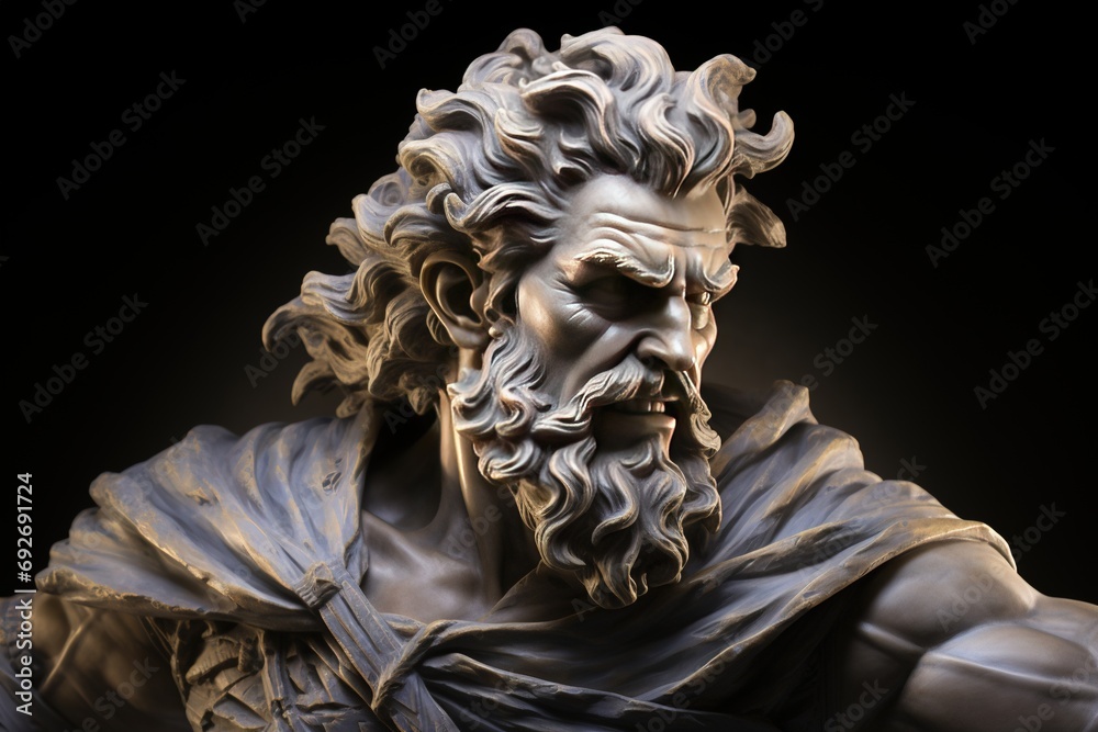 Abstract ancient roman, greek stoic person with a muscular body, marble ...