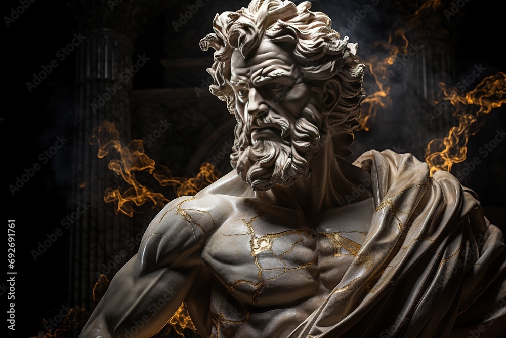 Abstract ancient roman, greek stoic person with a muscular body, marble ...