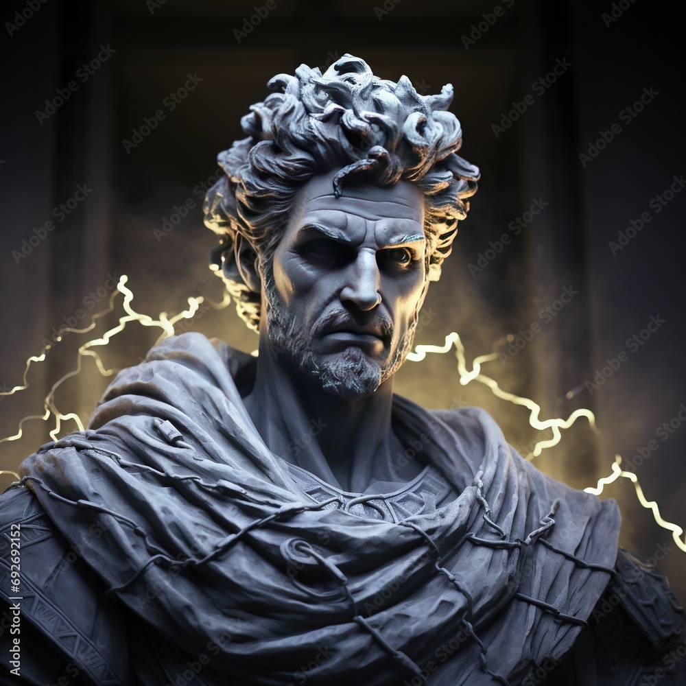 Abstract ancient roman, greek stoic person with a muscular body, marble ...