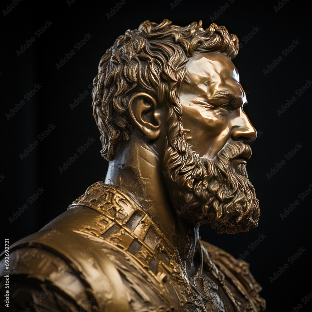 Abstract ancient roman, greek stoic person with a muscular body, marble ...