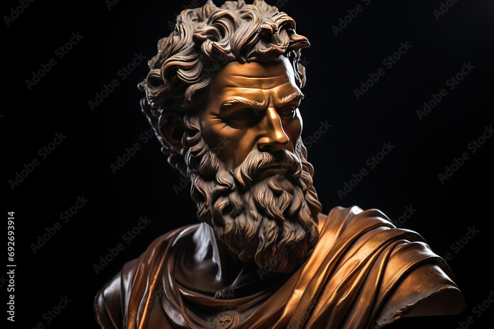 Abstract ancient roman, greek stoic person with a muscular body, marble ...