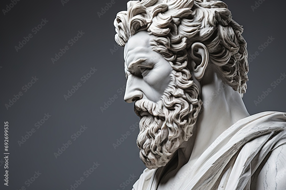 Abstract ancient roman, greek stoic person, marble, stone sculpture ...