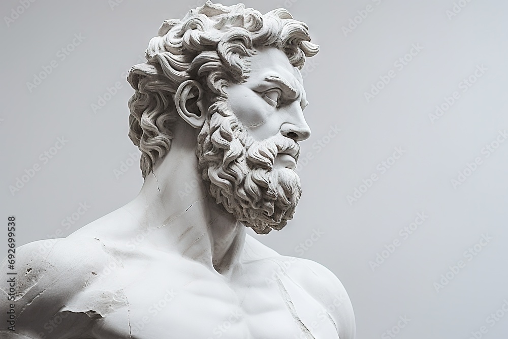 Abstract ancient roman, greek stoic person, marble, stone sculpture ...