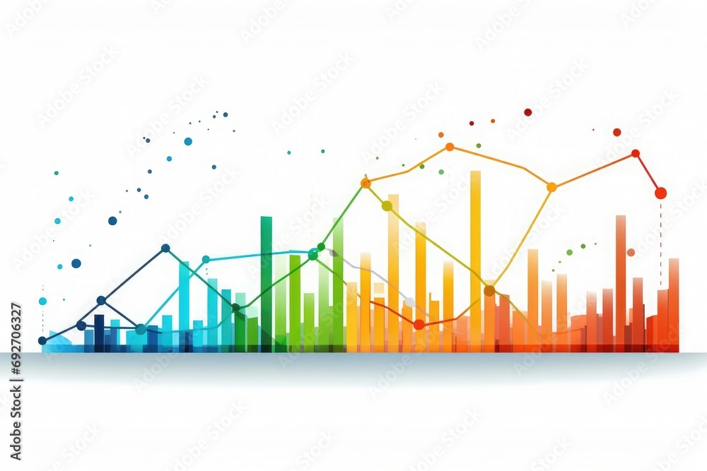 Ilustración de Stock Line graph of income growth, timeline, arrows ...