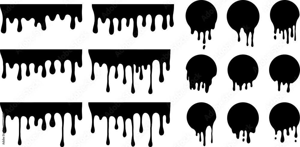 Paint dripping. Black dripping ink. Dripping liquid. Current paint ...