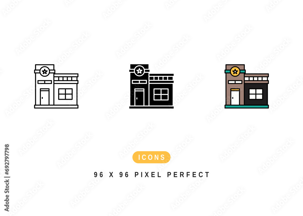 Police Station Icon. Cop Office Department Pictogram Graphic ...