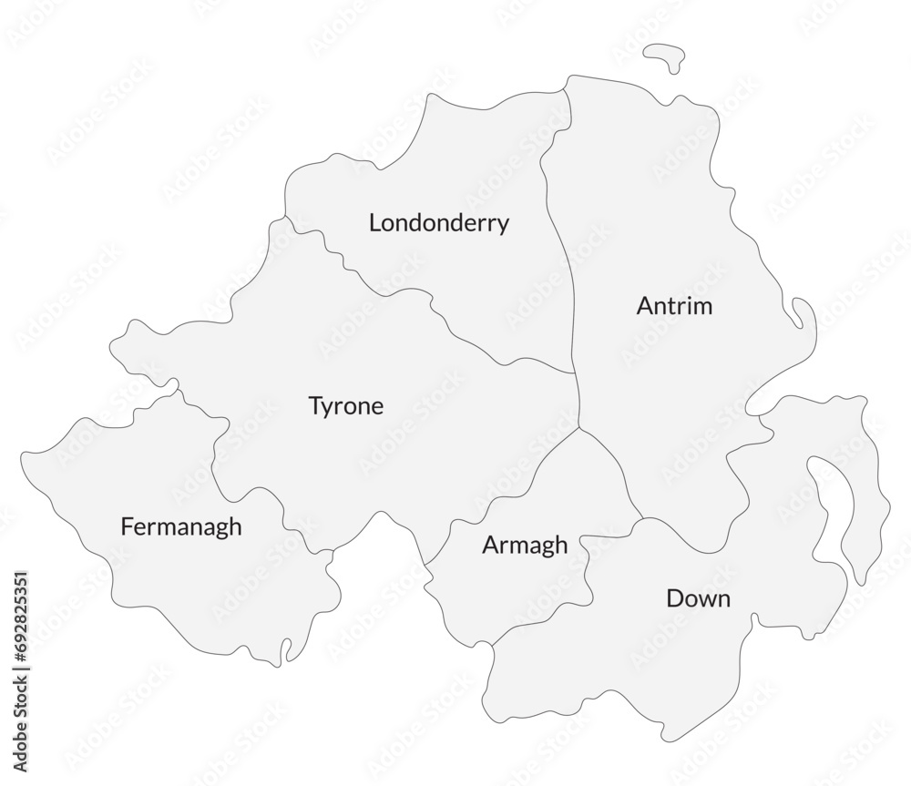Northern Ireland map. Map of Northern Ireland divided into six main ...