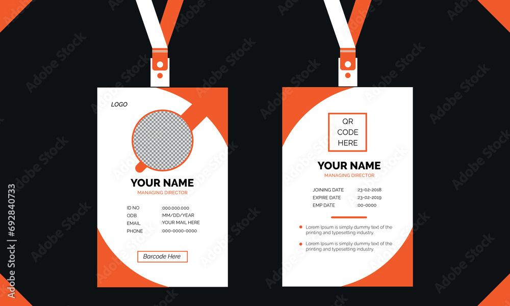 professional and, corporate office Id card design. Employee Id card for ...
