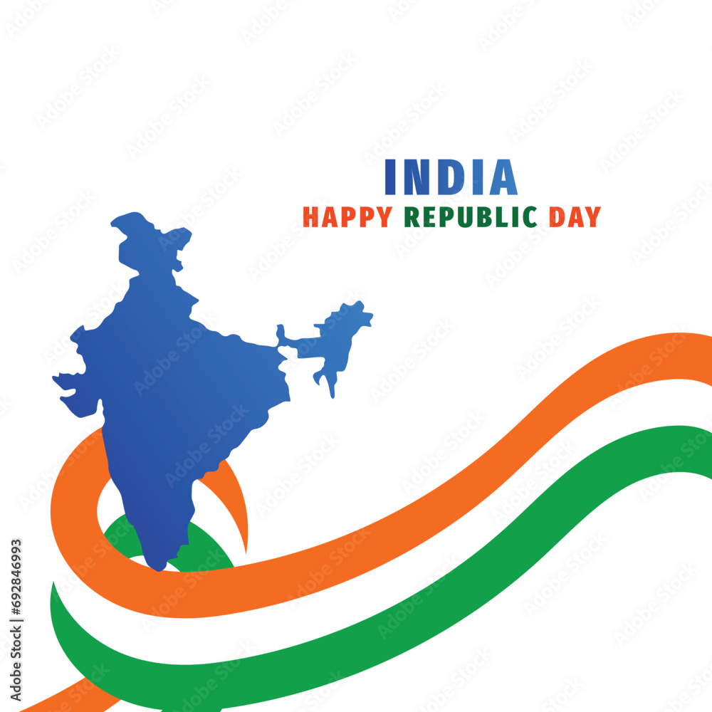 India happy republic day 26 january post or banner design with white ...