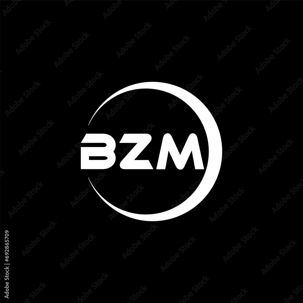 BZM letter logo design with black background in illustrator, cube logo ...