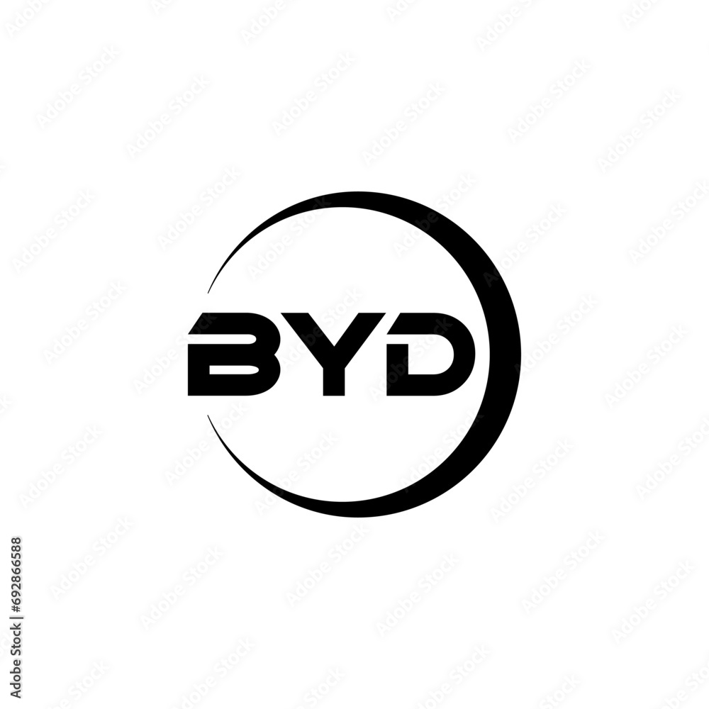 BYD letter logo design with white background in illustrator, cube logo ...