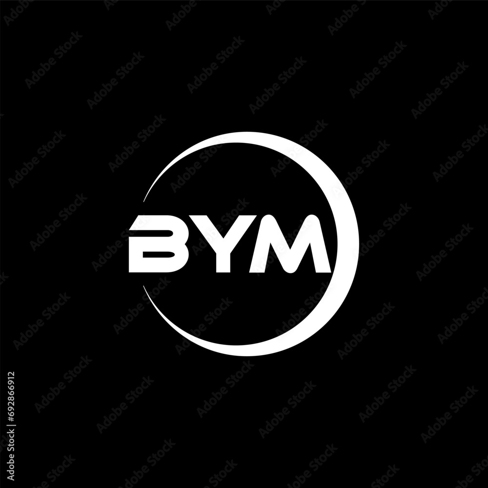 BYM letter logo design with black background in illustrator, cube logo ...