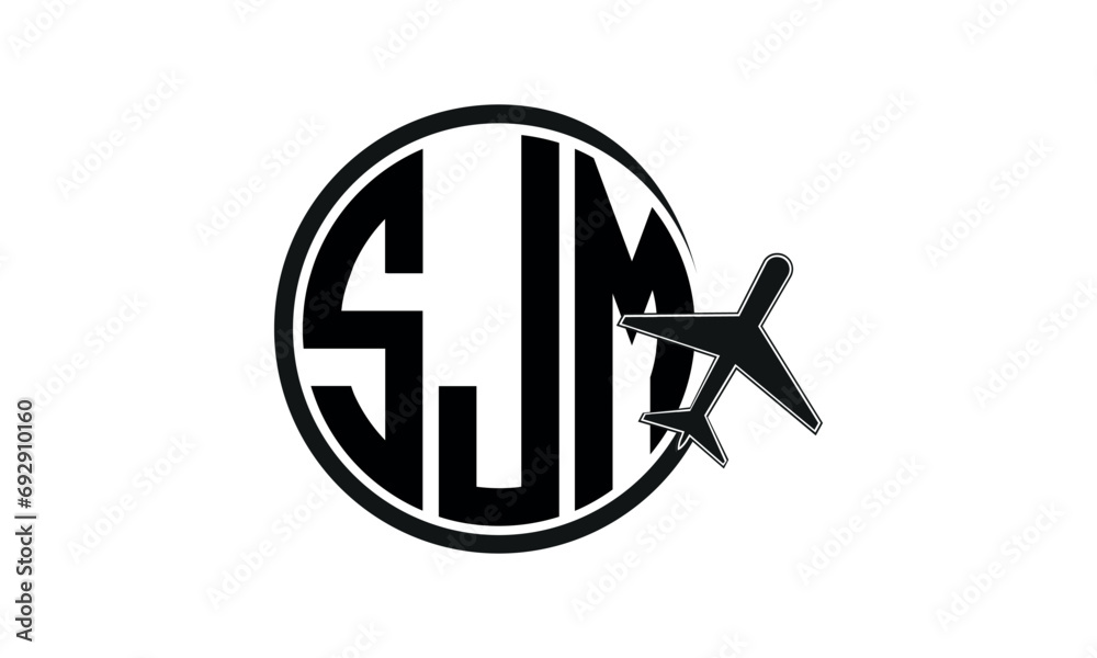 SJM three initial letter circle tour & travel agency logo design vector ...
