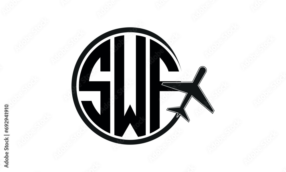 SWF three initial letter circle tour & travel agency logo design vector ...