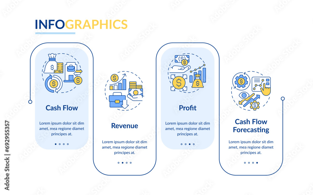 2D cash flow vector infographics template with simple thin line icons ...