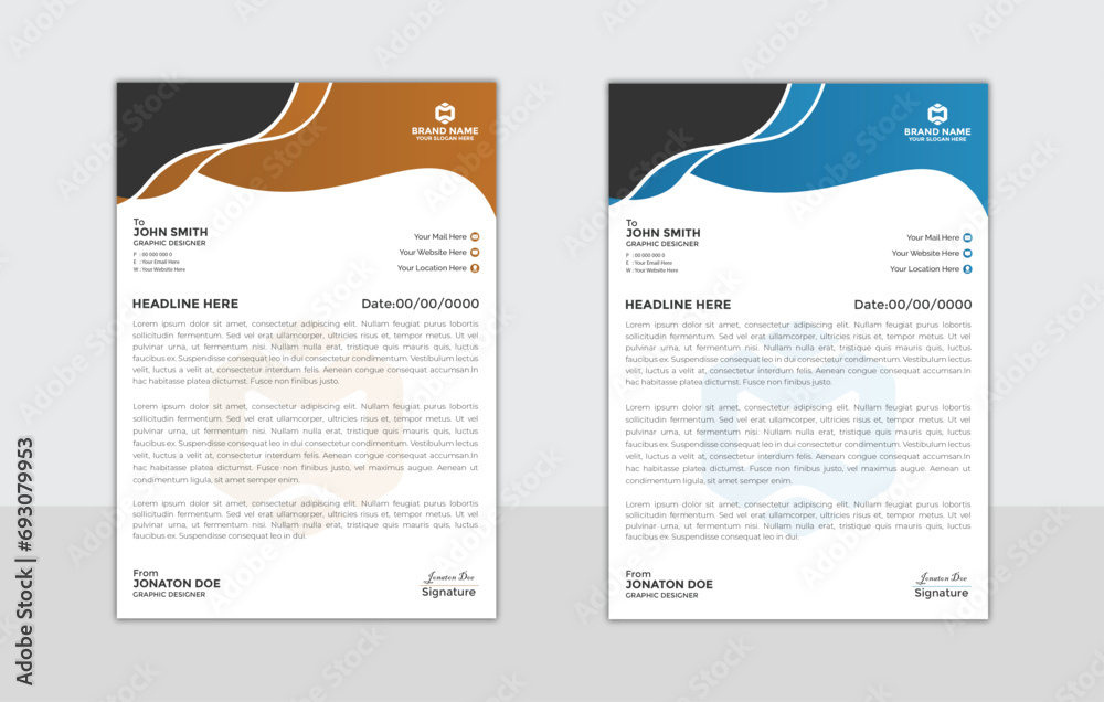 Letter Head Design,letterhead design set a4 size and unique shape ...