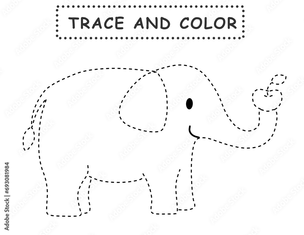 Trace and color for children. Handwriting practice. Coloring page for ...