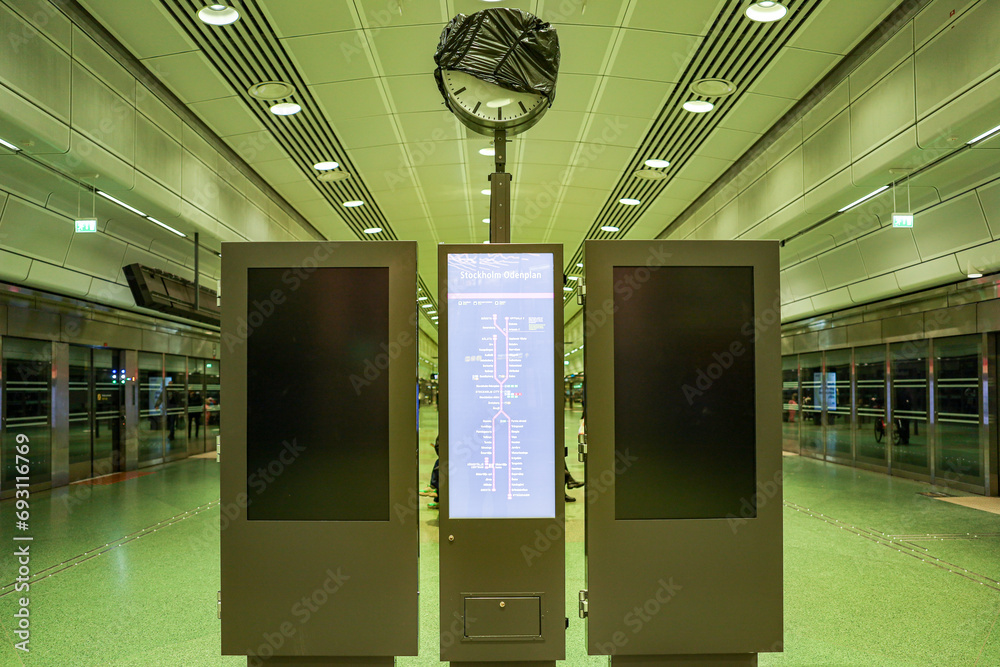 Foto de Stock Stockholm, Sweden An information display of the commuter ...