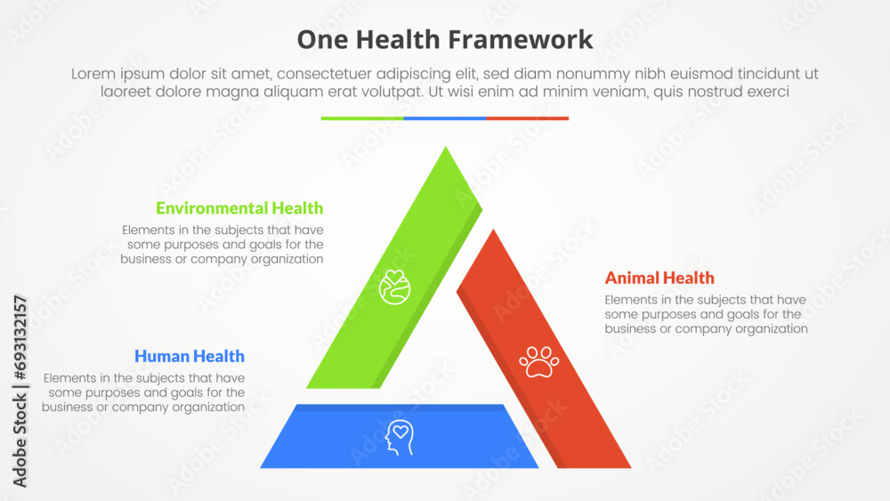 one health infographic concept for slide presentation with triangle ...