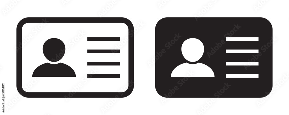 ID Card icon. Employee clerk card, driver license, Identification card ...