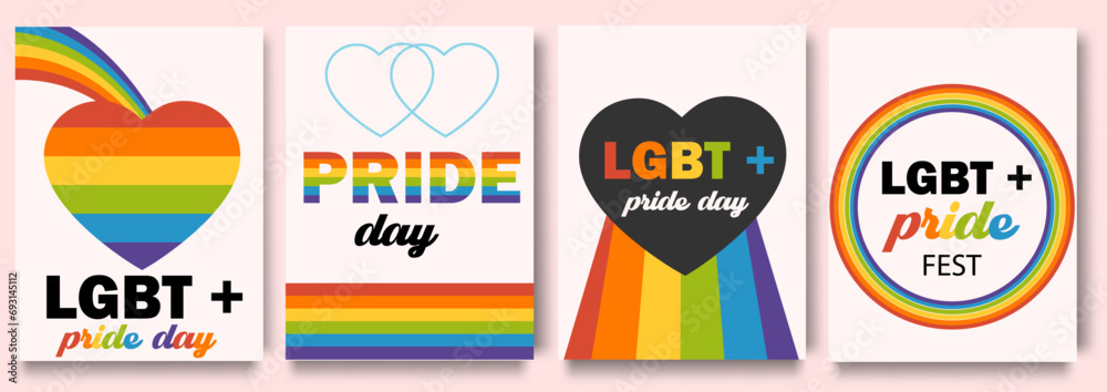 Lovely greeting cards in rainbow color. Social media post, stories ...