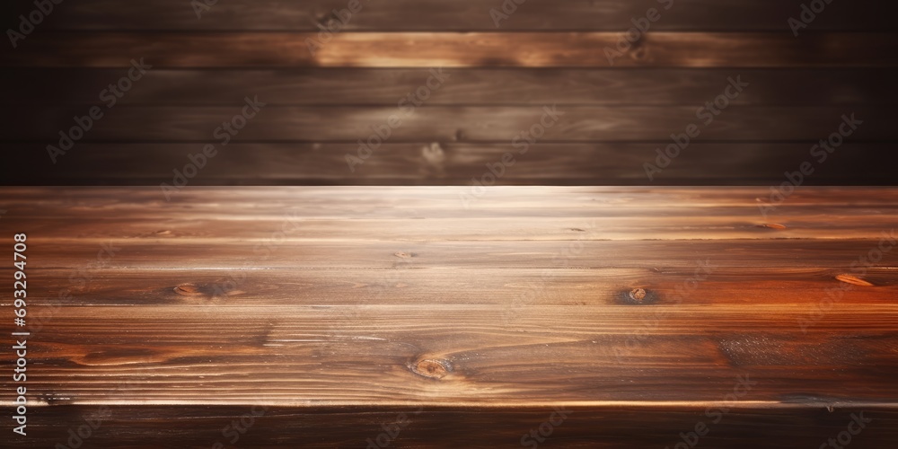 Wooden table with empty surface and plank board background texture ...