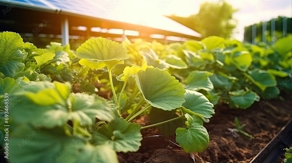 Solar panels on green field in summer, solar farm. Solar modules on ...
