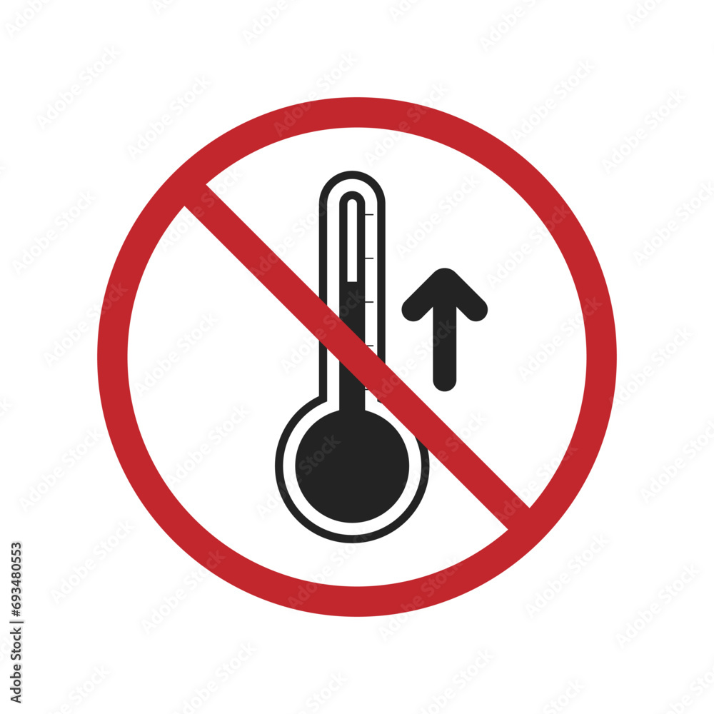 Do not heat, keep cold, high temperature warning, in red forbidden ...