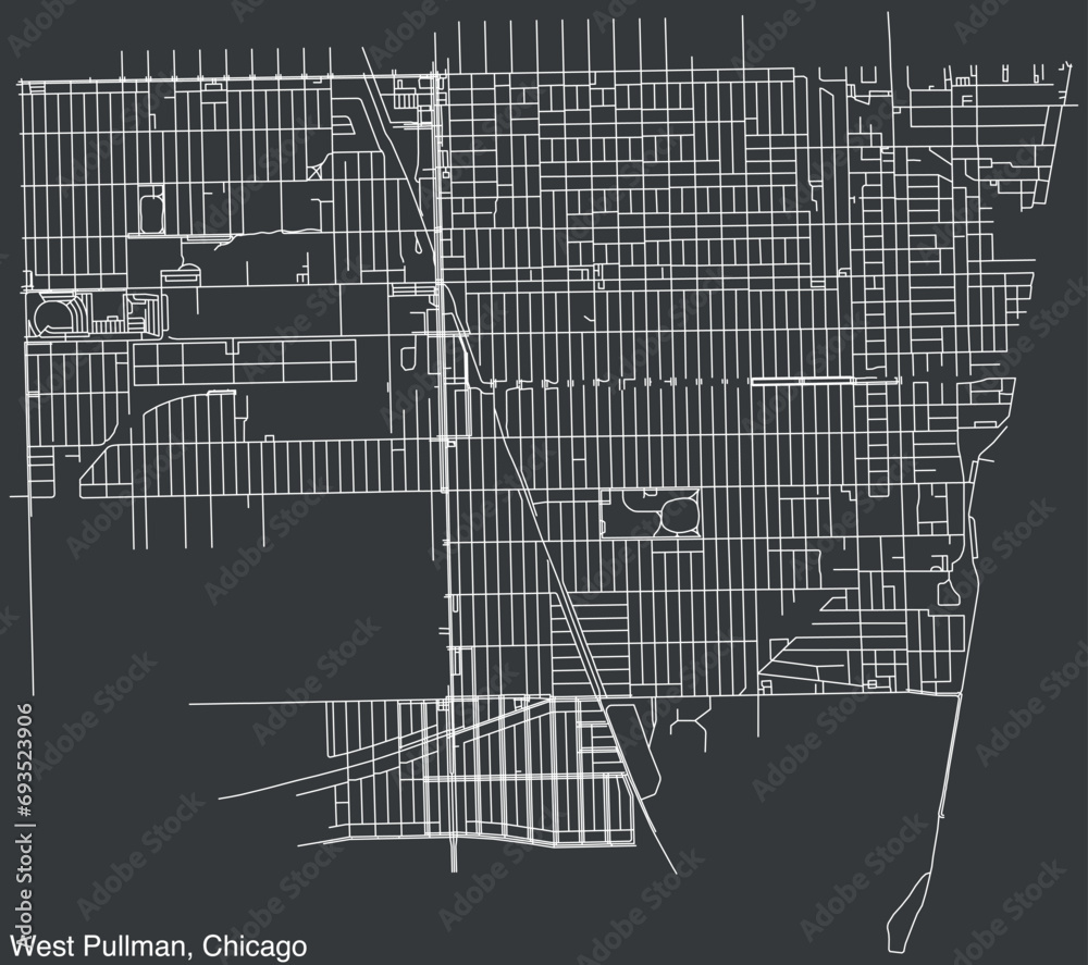 Detailed hand drawn navigational urban street roads map of the WEST ...