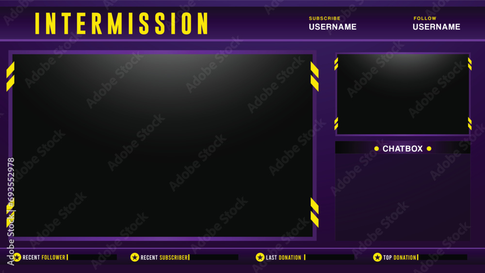 Purple neon Gaming twitch Stream Overlay facecam, Web Camera with chat ...