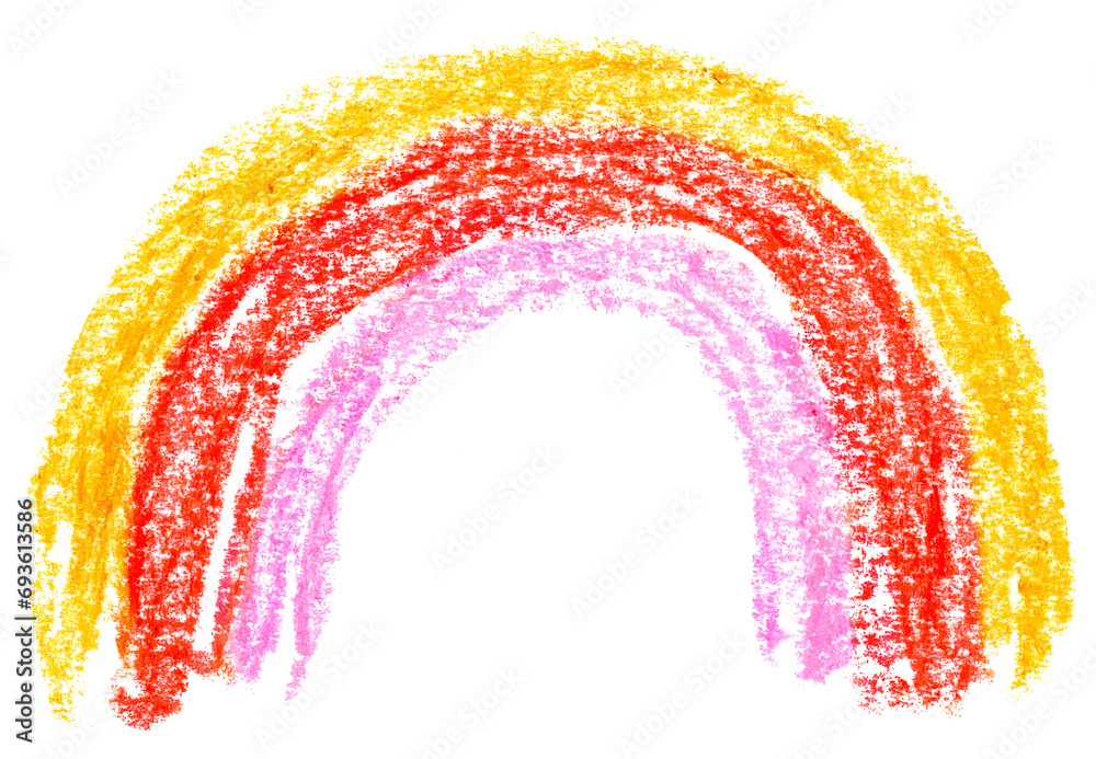 Cute Nursery Illustration of Hand Drawn Rainbow. No Background. Crayon ...