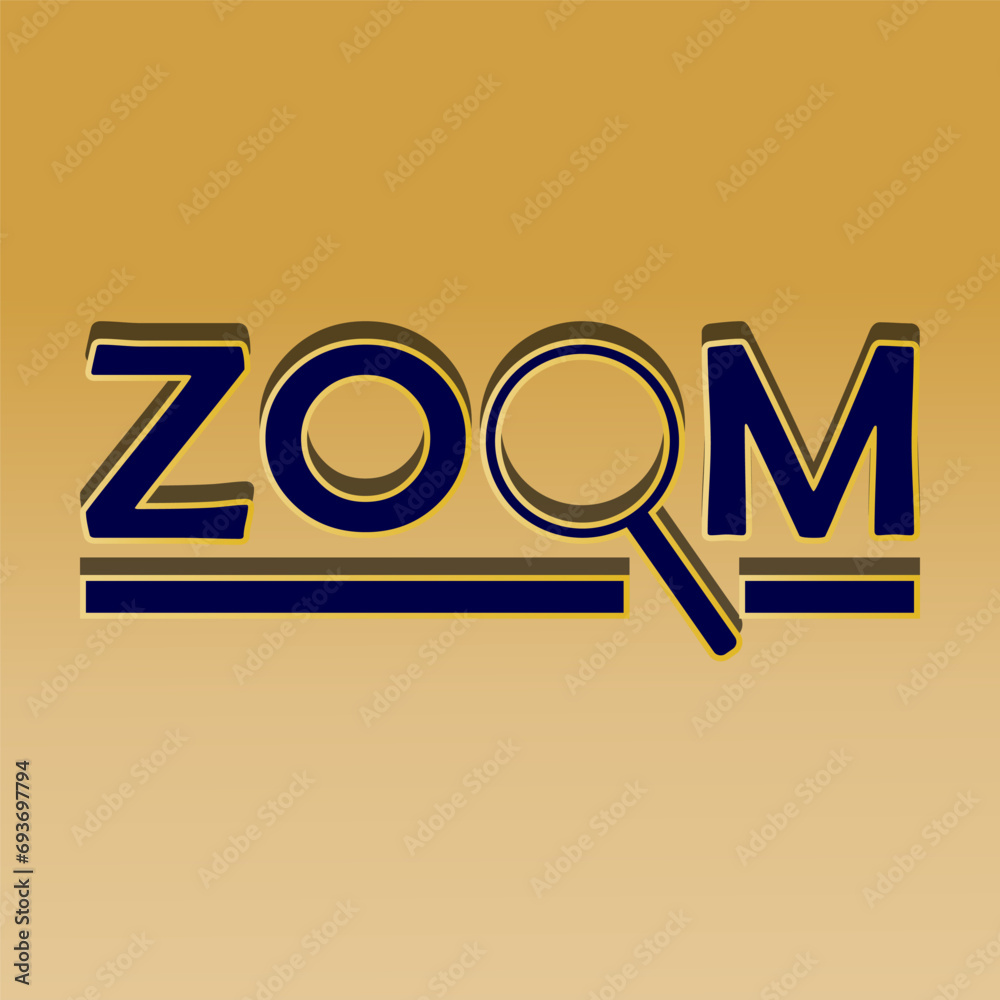 zoom word logo design with magnifying glass concept on letter O ...