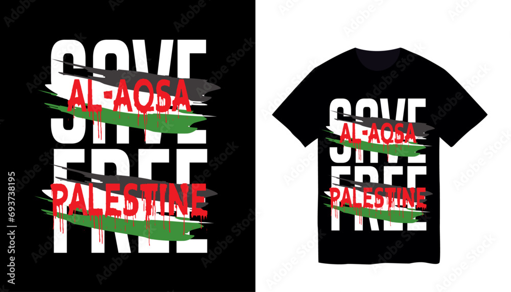 Save Al-Aqsa Free Palestine, With Palestine Flag Vector illustration ...