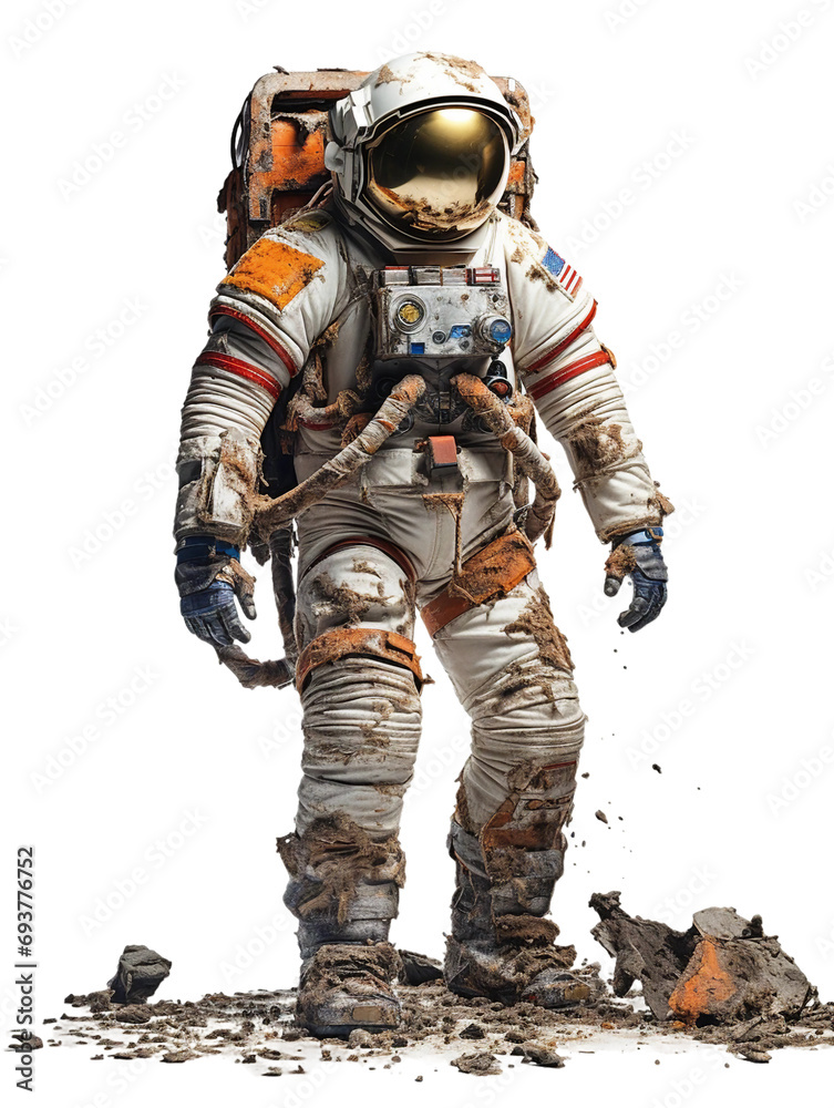 damaged astronaut suit, transparent background, isolated image ...