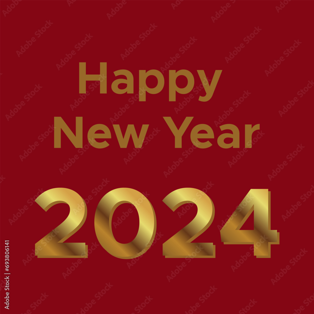 Simple Happy New Year banner with golden letters and the number 2024 on ...