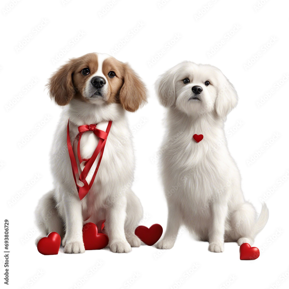 Cute and Cuddly Dogs in Valentine's Day Poses with Hearts: Holding ...