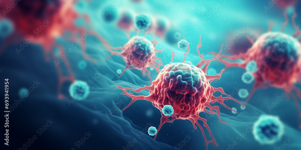 Ilustración de Stock Microscopic View of Cancer Cells , Advancements in ...