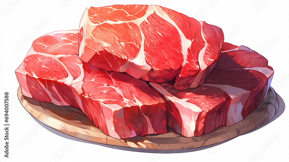 Hand drawn cartoon fresh beef cuts illustration Stock Illustration ...