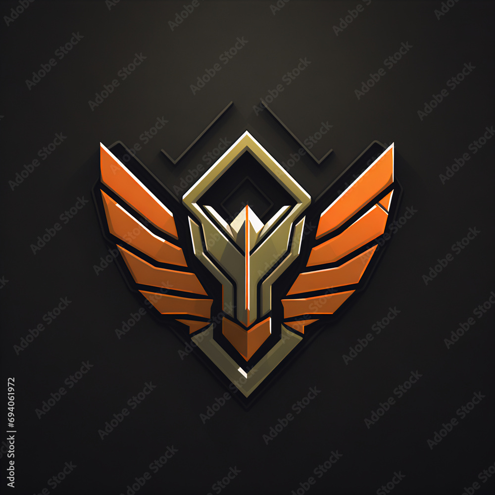 Geometric Style Military Logo Featuring a Child with Bold Lines and ...