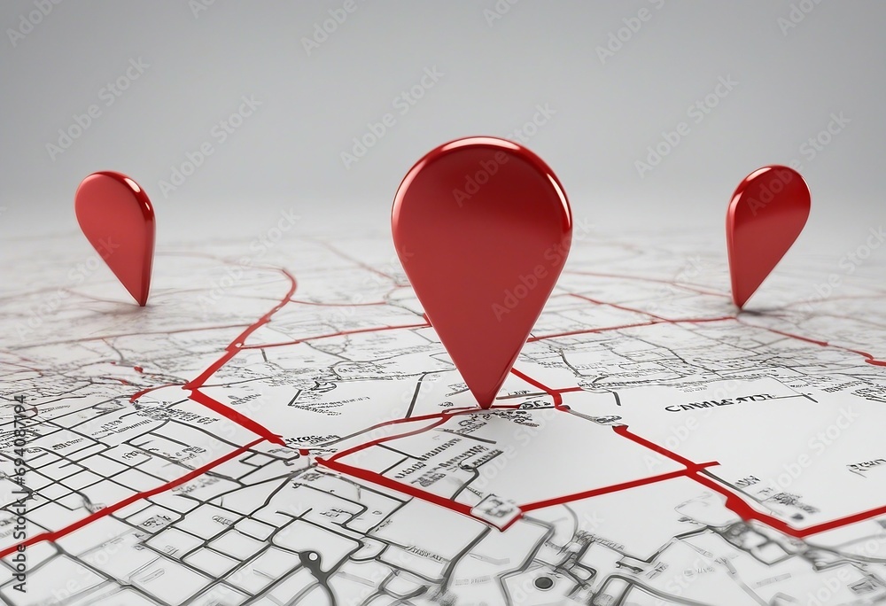 Red location map pointers pin on map Stock Photo | Adobe Stock