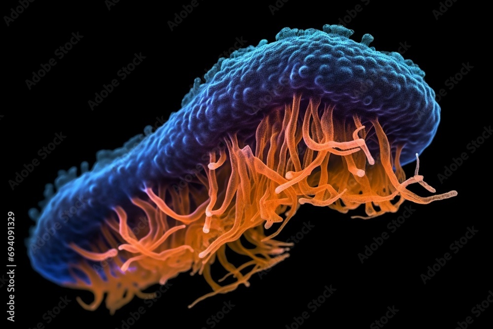 Microscopic view of Helicobacter pylori bacteria. Generative AI Stock ...