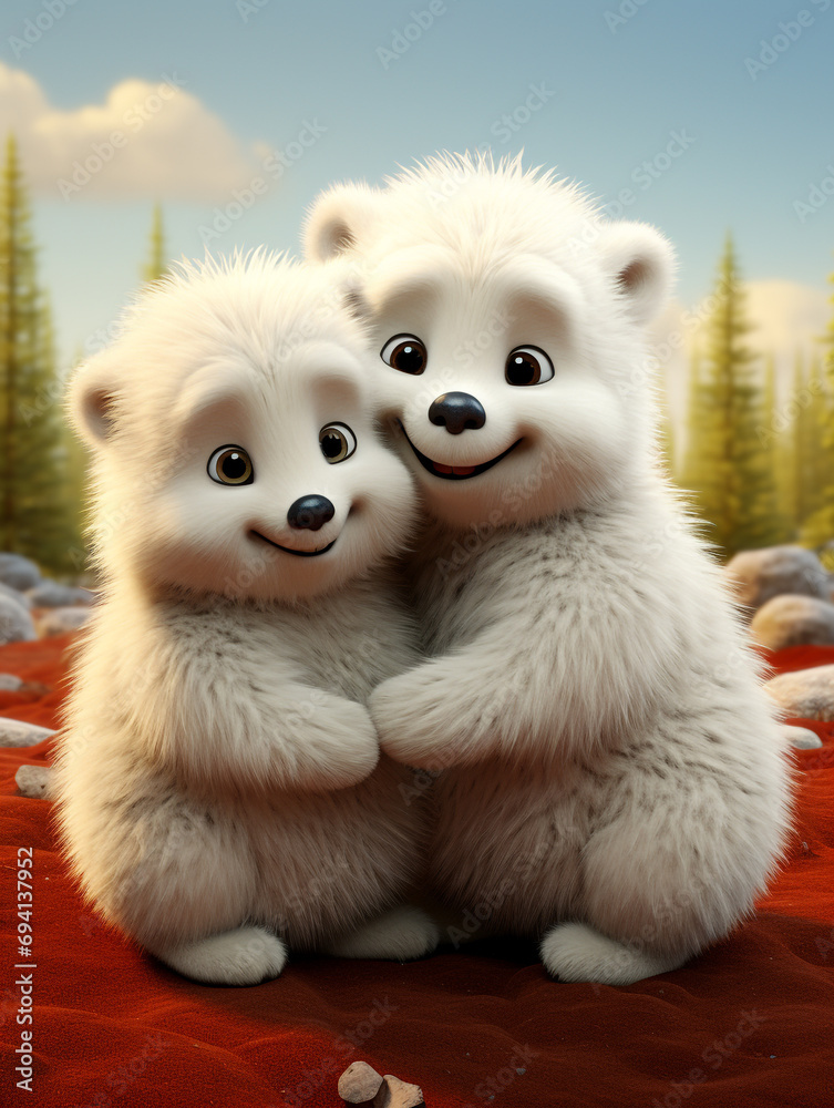 National Hugging Day. Cute animated animals hug each other. celebration ...