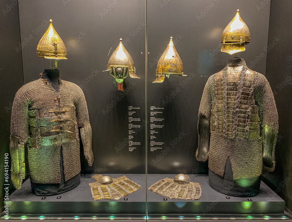 Topkapi Palace's Imperial Treasury's Armory in Istanbul, Turkey. Stock ...
