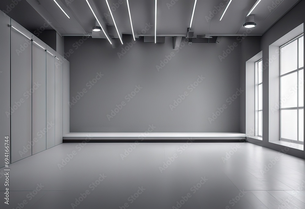 Empty gray studio room, used as background for display your products ...
