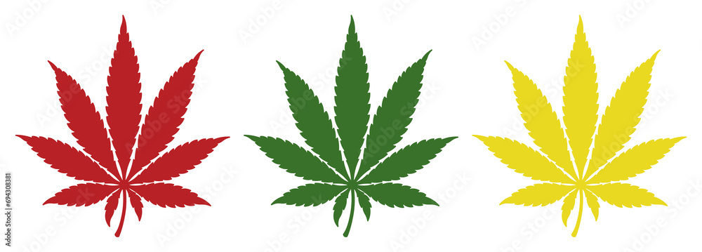 Cannabis leaf illustration clip art leaves set rasta colors ...
