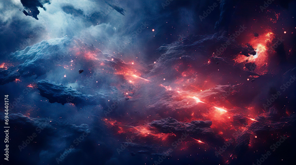 Interstellar intergalactic war in outer infinity space. High-tech deep ...