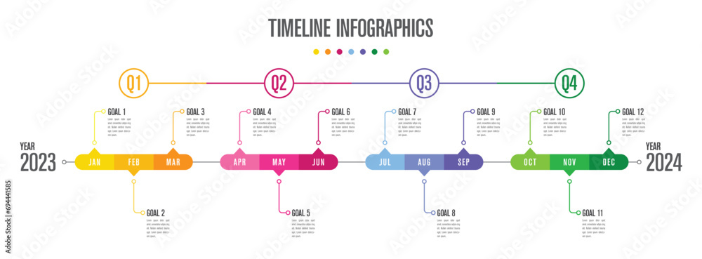 Infographic template for business year plan. 12 Months modern Timeline ...