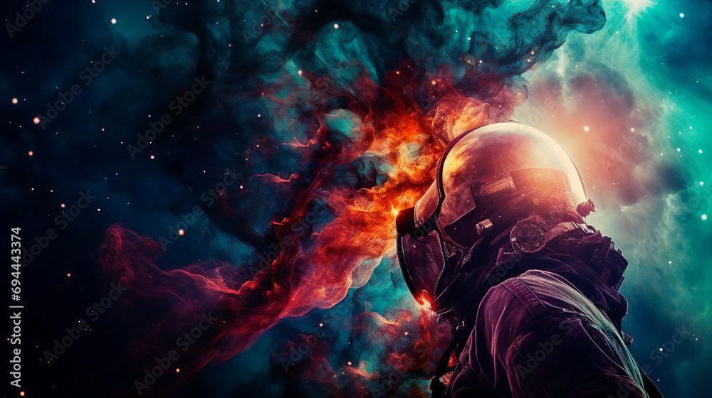 Mission flight to new galaxy and stars. Scientific expedition into deep ...