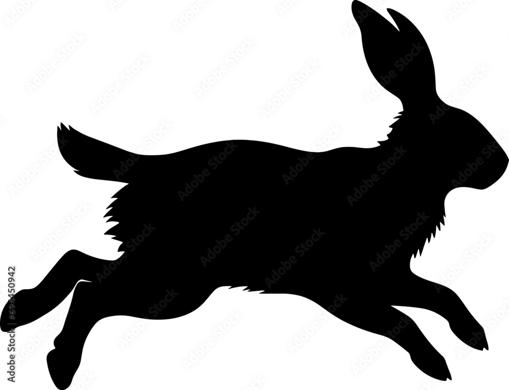 Rabbit running silhouette, hare silhouettefor cutting, symbol of ...