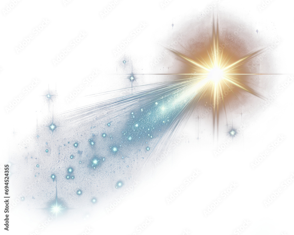 Illustration of a bright shooting star, transparent background (PNG ...